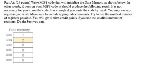 Solved Part A 25 Points Write Mips Code That Will