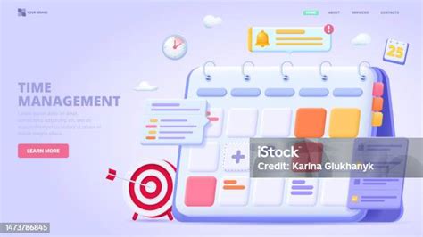 일정 관리 온라인 작업 목록 시간 계획 체크리스트 일정 응용 프로그램 랜딩 페이지를 위한 3d 디자인 개념입니다 3 차원 벡터 그림입니다 3차원 형태에 대한 스톡 벡터 아트