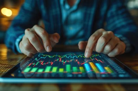 Premium Photo Professional Analyzing Colorful Statistical Data Graphs On A Digital Tablet