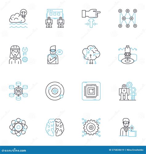Digital Advancement Linear Icons Set Innovation Technology Automation Progress Development