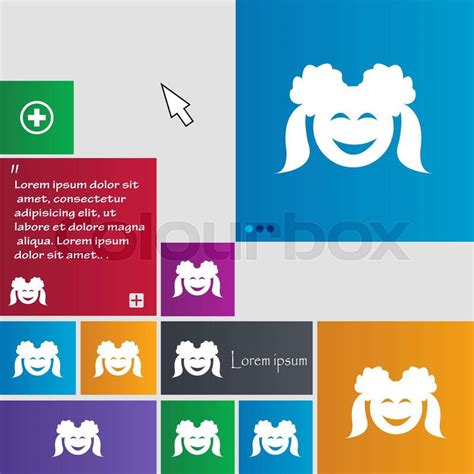 Smiling Girl Icon Sign Buttons Modern Interface Website Bu Colourbox
