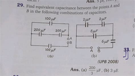Find The Equivalent Capacitance Between Points A And B In The Following C