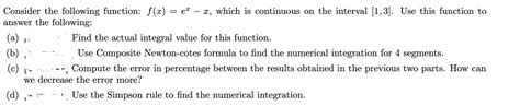 Solved Consider The Following Function F X Exx Which Is Chegg