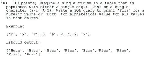 10 10 Points Imagine A Single Column In A Table That Is Populated