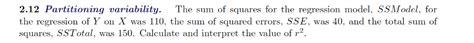 Solved 212 Partitioning Variability The Sum Of Squares For