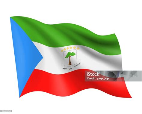 적도 기니현실적인 깃발을 흔드는 벡터입니다 적도 기니의 국기 고립 된 흰색 배경 3차원 형태에 대한 스톡 벡터 아트 및 기타 이미지 3차원 형태 국가 관광명소 국기