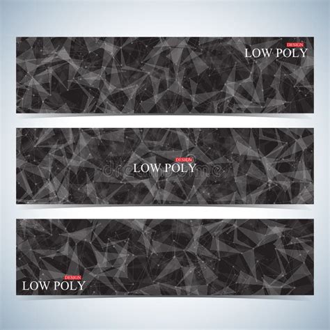 Set Of Polygonal Backgrounds Low Poly Molecule And Communication With Connected Dots Lines