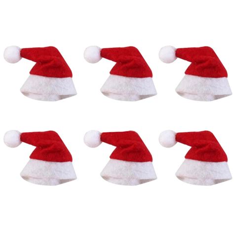 6pcs Set Mini Christmas Hat Santa Claus Hat Xmas Lollipop Hat Mini