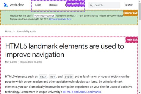 Html5 Landmark Elements Are Used To Improve Navigation Lighthouse Chrome For Developers