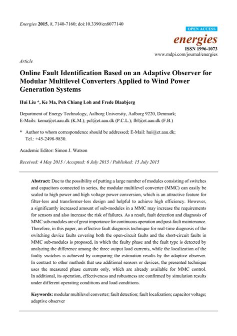pdf online fault identification based on an adaptive observer for
