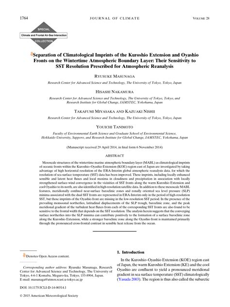 Pdf Separation Of Climatological Imprints Of The Kuroshio Extension And Oyashio Fronts On The