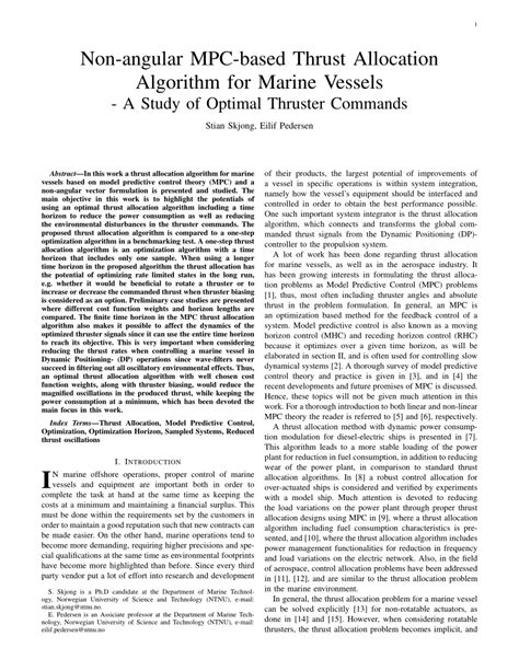 Pdf Nonangular Mpc Based Thrust Allocation Algorithm For Marine
