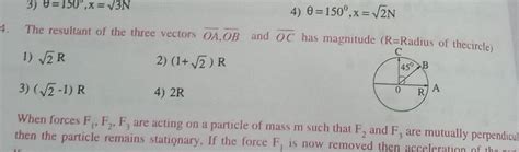The Resultant Of The Three Vectors OA OB And OC Has Magnitude R R Adius
