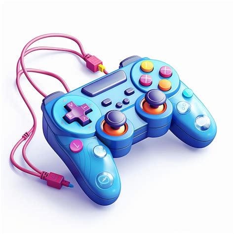 Premium AI Image A Blue Controller With A Pink And Yellow Buttons On It