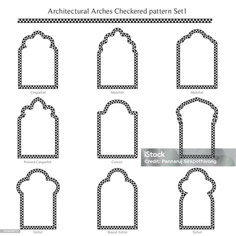 체크 건축 아치 세트 1 건축 아치 세트 직사각형 프레임 아키텍처 체인 라운드 프레임 체인 하자 디자인 실루엣 검은 창 문 화려한 테두리 장식 배너 벡터 레트로 배지 요소