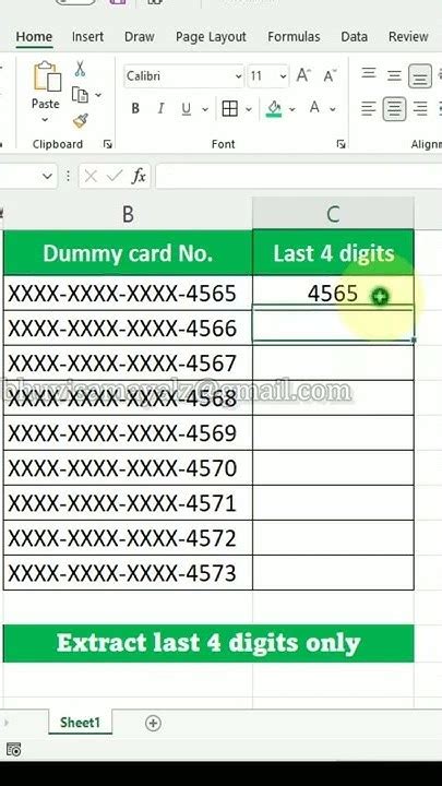 Excel For New Learners How To Extract Last 4 Digits Only Shorts Youtube