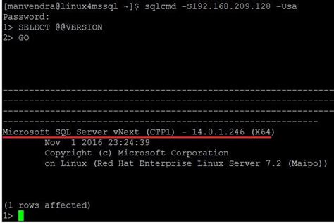 Upgrading SQL Server VNext On Red Hat Linux To Latest Available Update