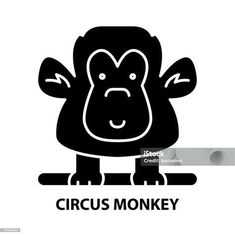 서커스 원숭이 아이콘 편집 가능한 스트로크와 검은 벡터 기호 개념 일러스트 공 스포츠 장비에 대한 스톡 벡터 아트 및 기타