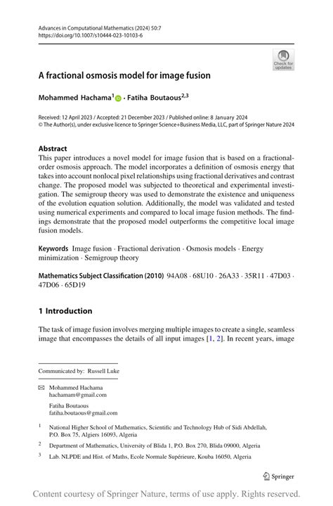 A Fractional Osmosis Model For Image Fusion