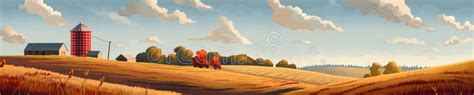 farm scene large agricultural fields and trees generative ai raster