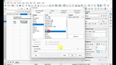 Libreoffice Calc Insert And Format Date And Time Libreofficecalc Libreofficetutorial Youtube
