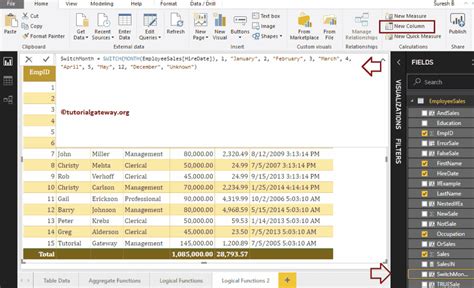 Power Bi Dax Logical Functions