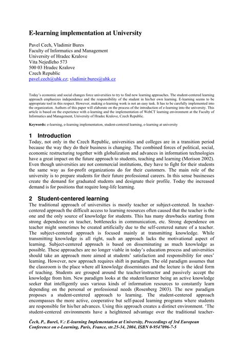 Pdf E Learning Implementation At University