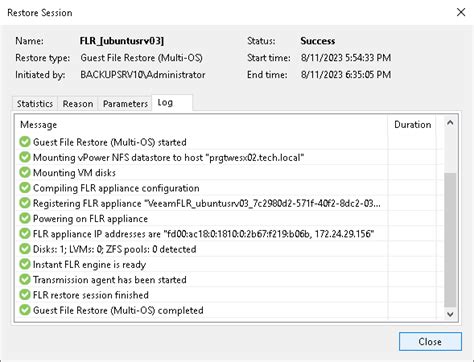 Viewing File Restore Session Statistics User Guide For Microsoft Hyper V