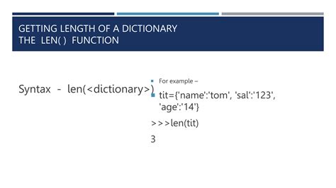 Dictionary Functions And Methodsppt Pptx