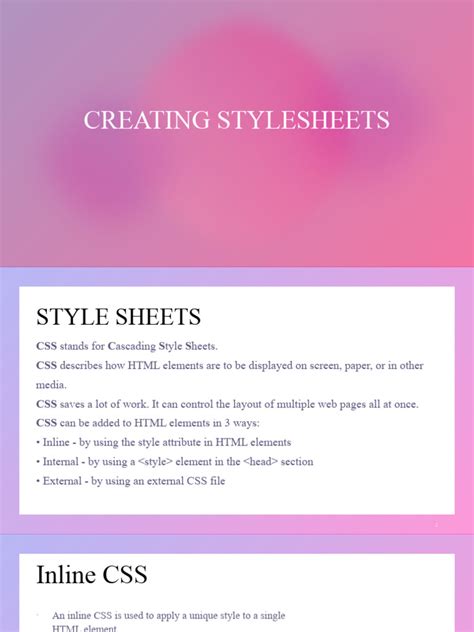 Creating Stylesheets Pdf Html Html Element