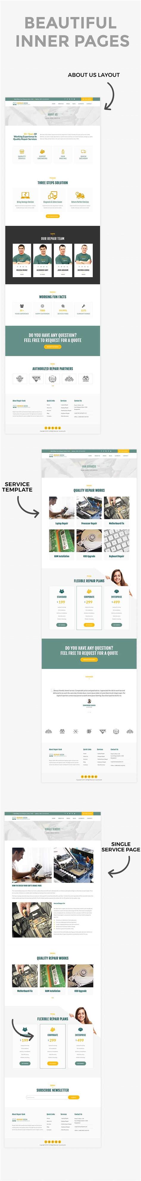 repair geek laptop and computer fixing service center html5 template