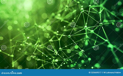 Abstract Green Network Connection With Dots And Lines Concept Of Technology Science Internet