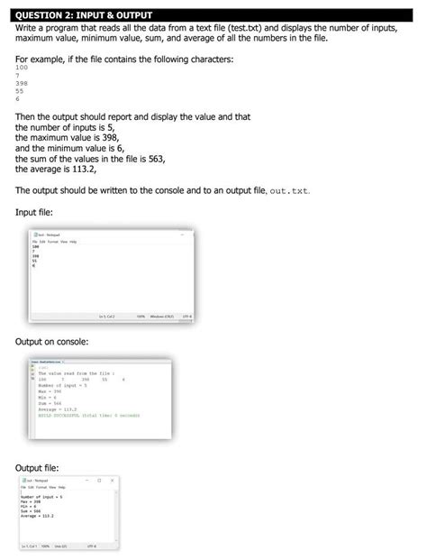 Solved Question 2 Input And Output Write A Program That Reads