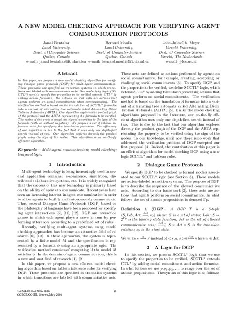 Pdf A New Model Checking Approach For Verifying Agent Communication Protocols