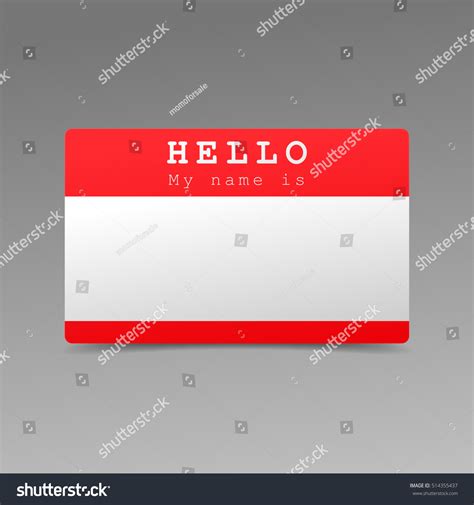 Red Name Tag Empty Sticker Hello Stock Vector Royalty Free 514355437 Shutterstock