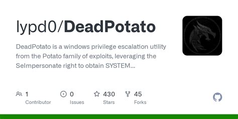 GitHub Lypd DeadPotato DeadPotato Is A Windows Privilege Escalation Utility From The Potato