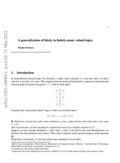 A Generalization Of Falsity In Finitely Many Valued Logics Deepai