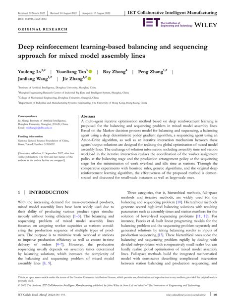 pdf deep reinforcement learning‐based balancing and sequencing