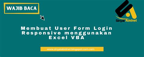 Membuat User Form Login Responsive Menggunakan Excel Vba Sinyal Abidnet