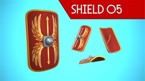 3d Model Shield 05 Imperial Scutum Cartoon Stylized Vr Ar Low Poly Cgtrader