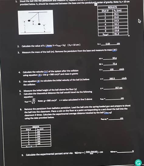 Solved 7 Calculate The Theoretical Distance The Ball Would