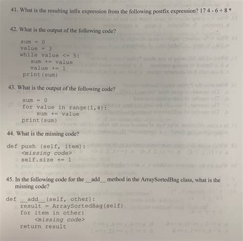 solved 41 what is the resulting infix expression from the