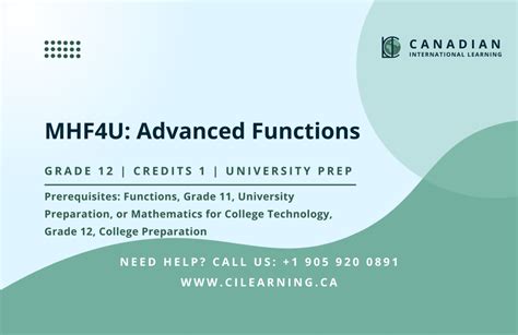 Mhf4u Advanced Functions Grade 12 Canadian International Learning