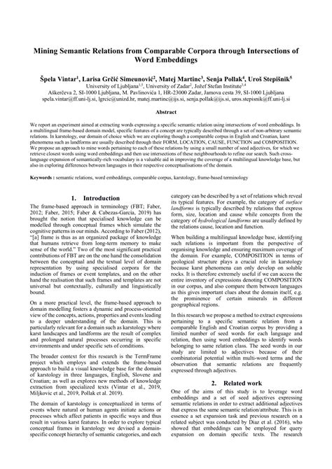 Pdf Mining Semantic Relations From Comparable Corpora Through