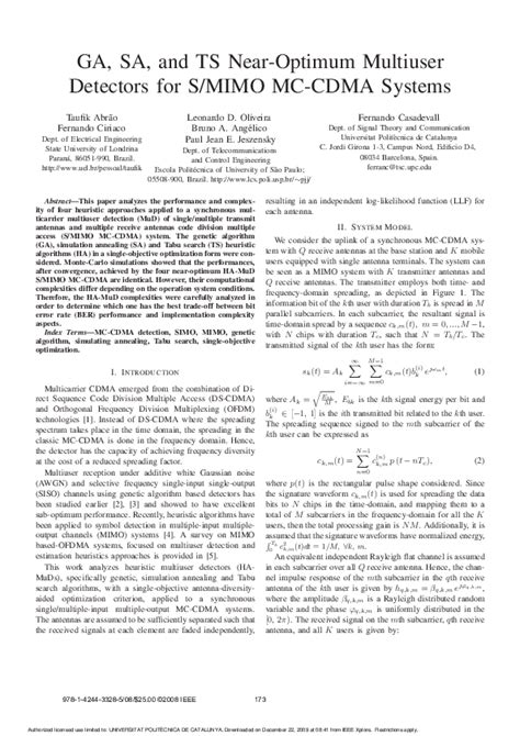 Pdf Ga Sa And Ts Near Optimum Multiuser Detectors For Smimo Mc Cdma Systems