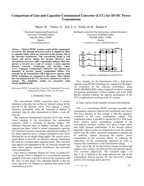 Pdf Comparison Of Line And Capacitor Commutated Converter Ccc For Hvdc Power Transmission