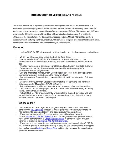 Introduction To Mikroc Ide And Pic Introduction To Mikroc Ide And Proteus The Mikroc Pro For