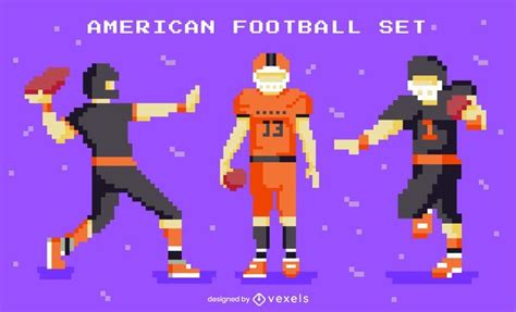 Pixel Art Football Player Sport Set Football Players Pixel Art Football