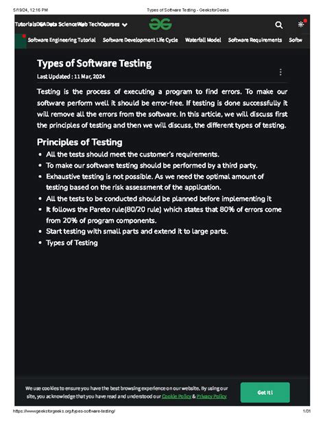 Types Of Software Testing Geeksfor Geeks Types Of Soware Testing