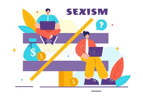 Sexism Vector Illustration Showing Gender Inequality Between Men And